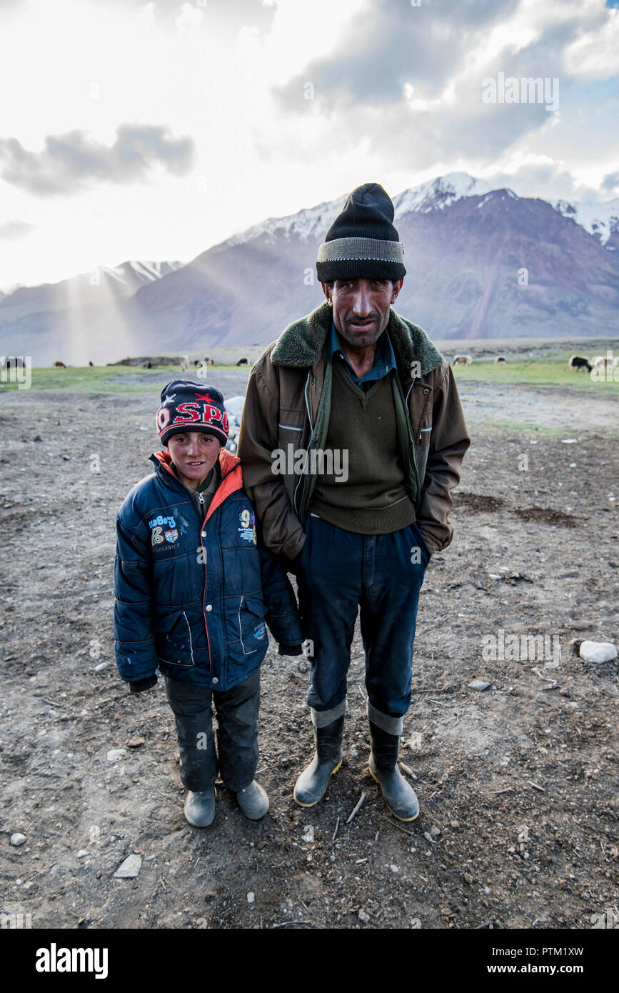 A Wakhi man and his son in the Wakhan Corridor of Afghanistan Stock ...