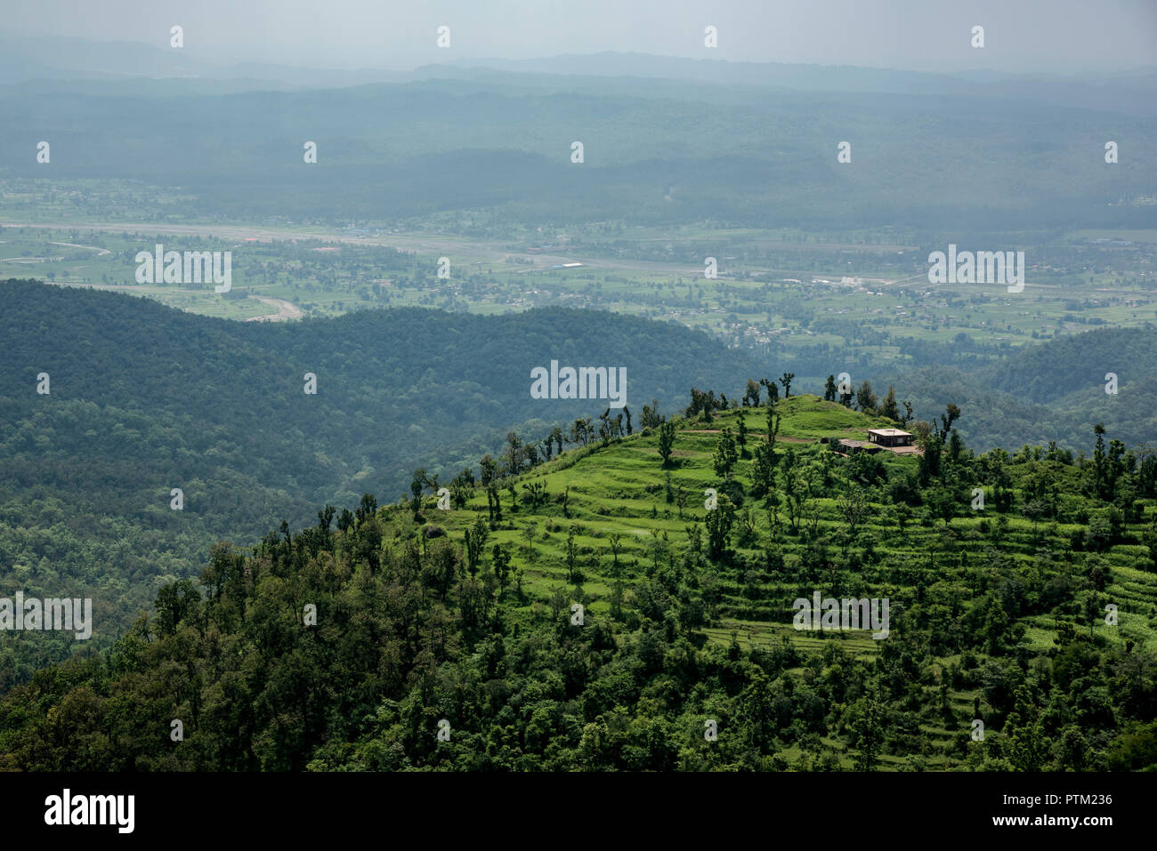 The hills start to flatten out into the Northern plains of India Stock ...