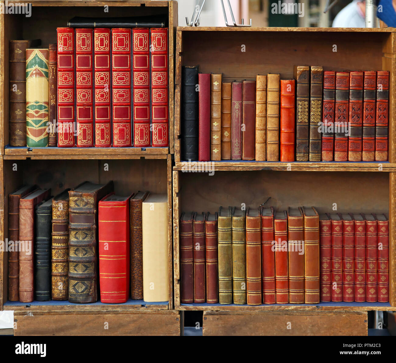 Medieval books in wooden bookcases Stock Photo - Alamy