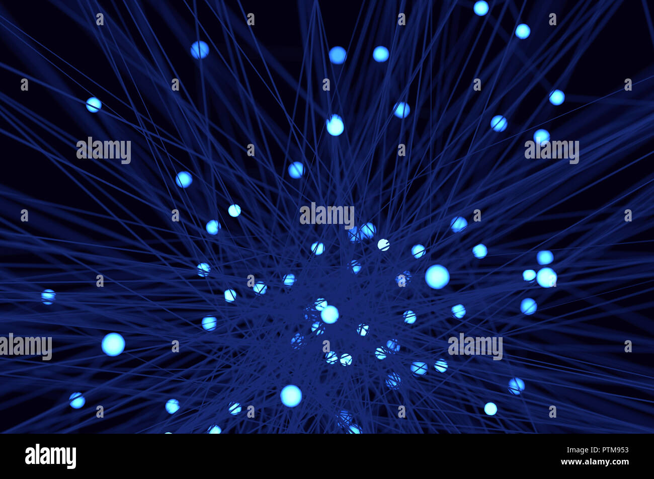 Abstract of blue network connection background. Technology concept. 3D ...