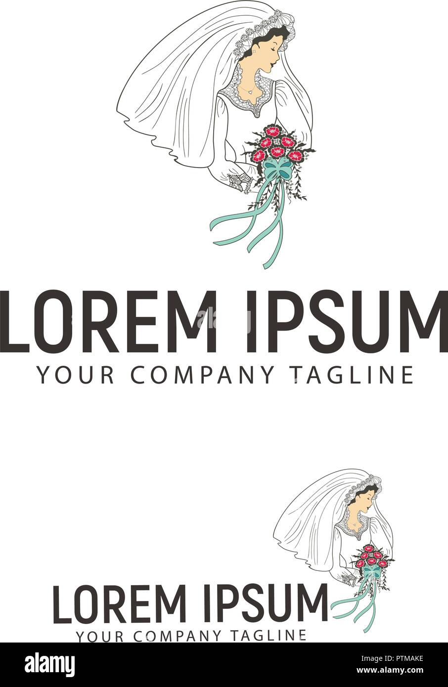 bride with flower logo design concept template Stock Vector Image & Art ...