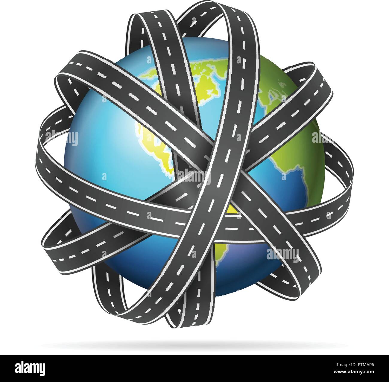 World globe with roads on a white background Stock Vector Image & Art ...