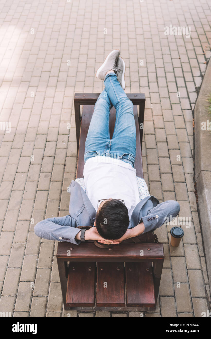 Overhead view man relaxing on hi-res stock photography and images - Alamy