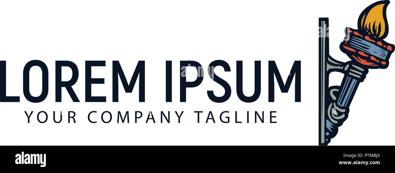 torch hand drawn logo design concept template Stock Vector Image & Art ...