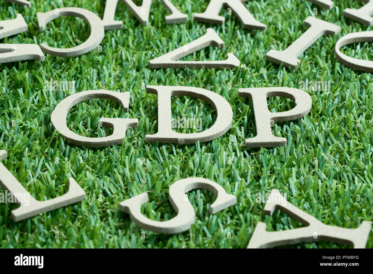 Wood letter in word GDP (Abbreviation from Good distribution practice ...