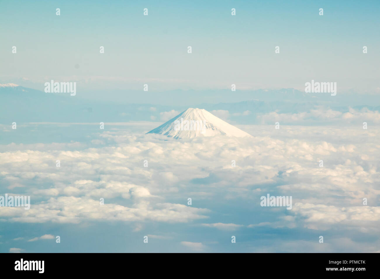 Fuji mountain in Japan with the group of cloud in the aerial view ...
