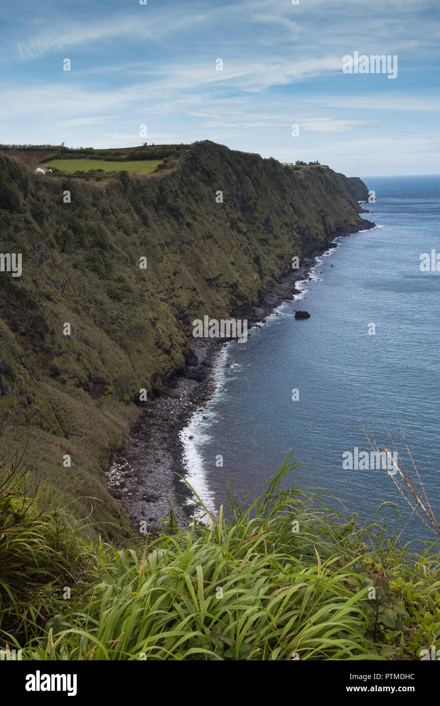 Cliffs and the coast of the Atlantic Ocean in Nordeste, Sao Miguel ...