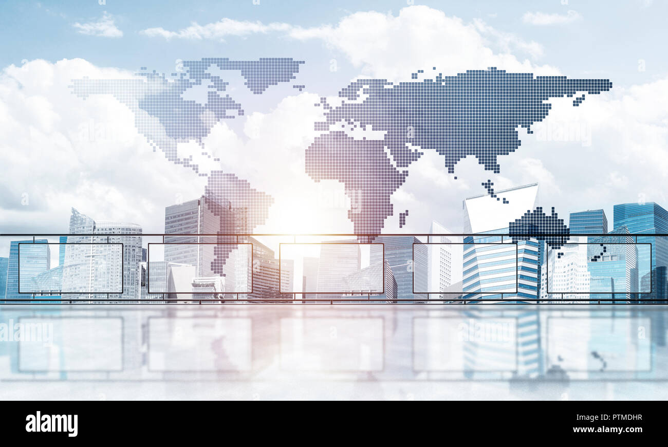 Concept of global communication and networking with world map ov Stock ...