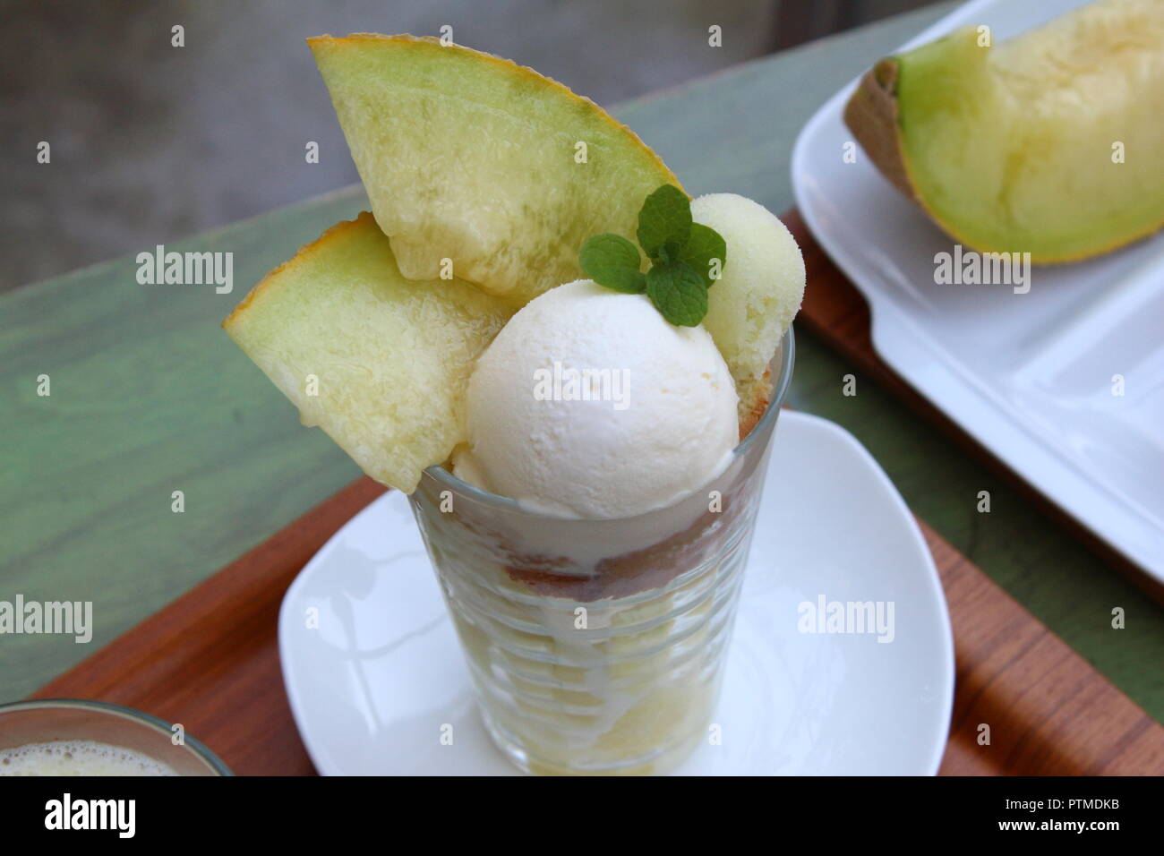 melon slice and sundae ice cream Stock Photo - Alamy