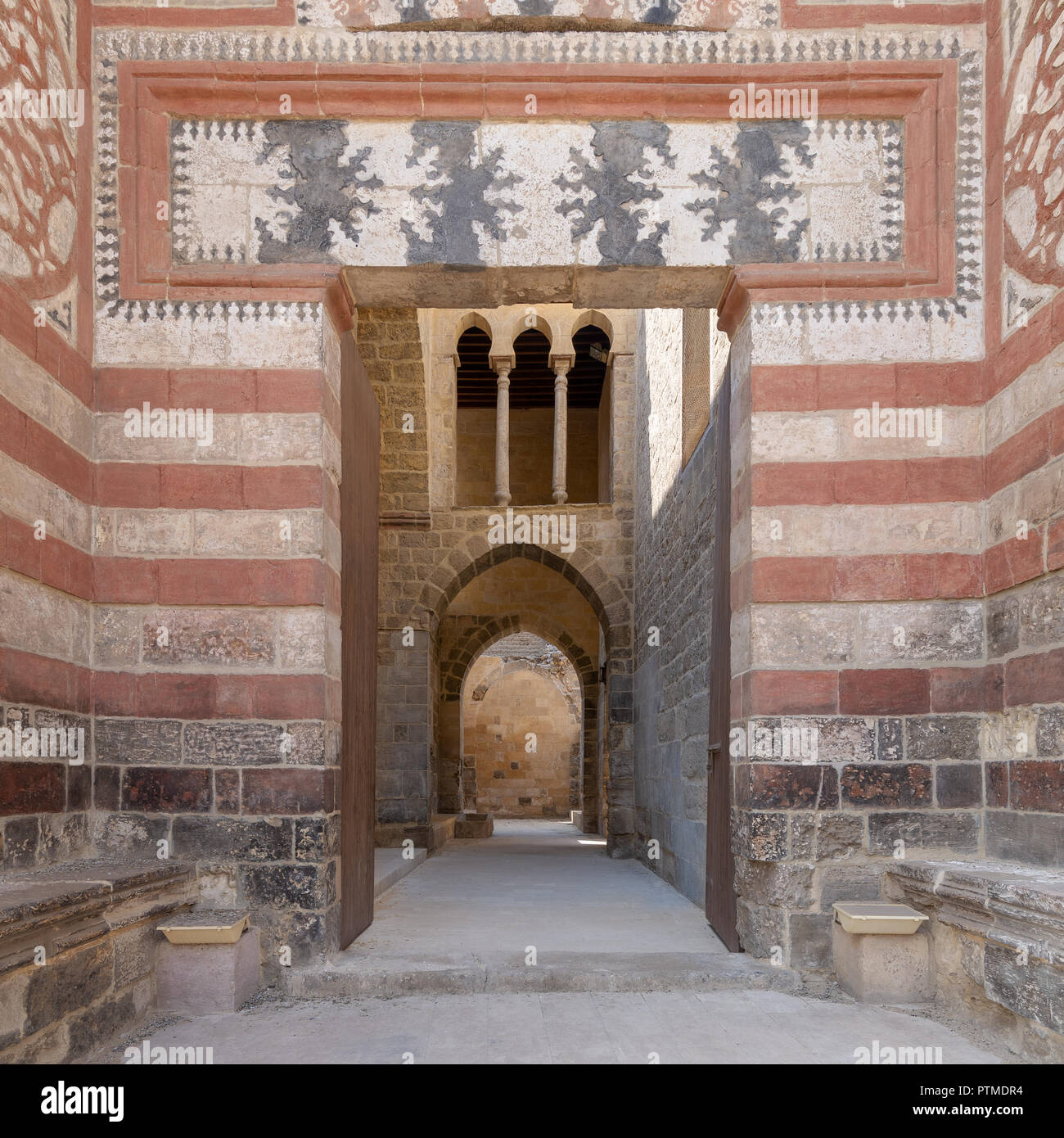 Exterior shot of entrance of Al-Muayyad Bimaristan (hospital) historic ...