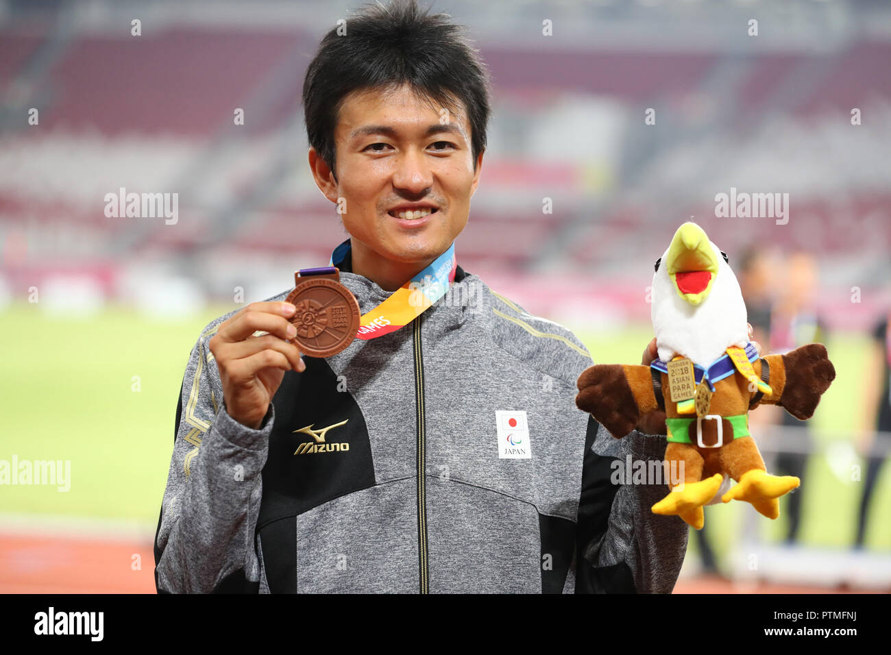 Jakarta, Indonesia. 9th Oct, 2018. Mitsuo Yamaguchi (JPN) Athletics : Men's Long Jump T20 Medal ...