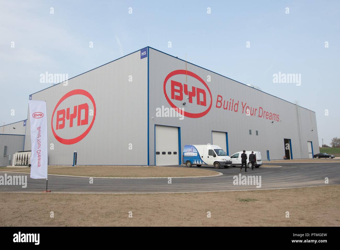 Beijing, China. 4th Apr, 2017. A building of BYD electric bus factory ...
