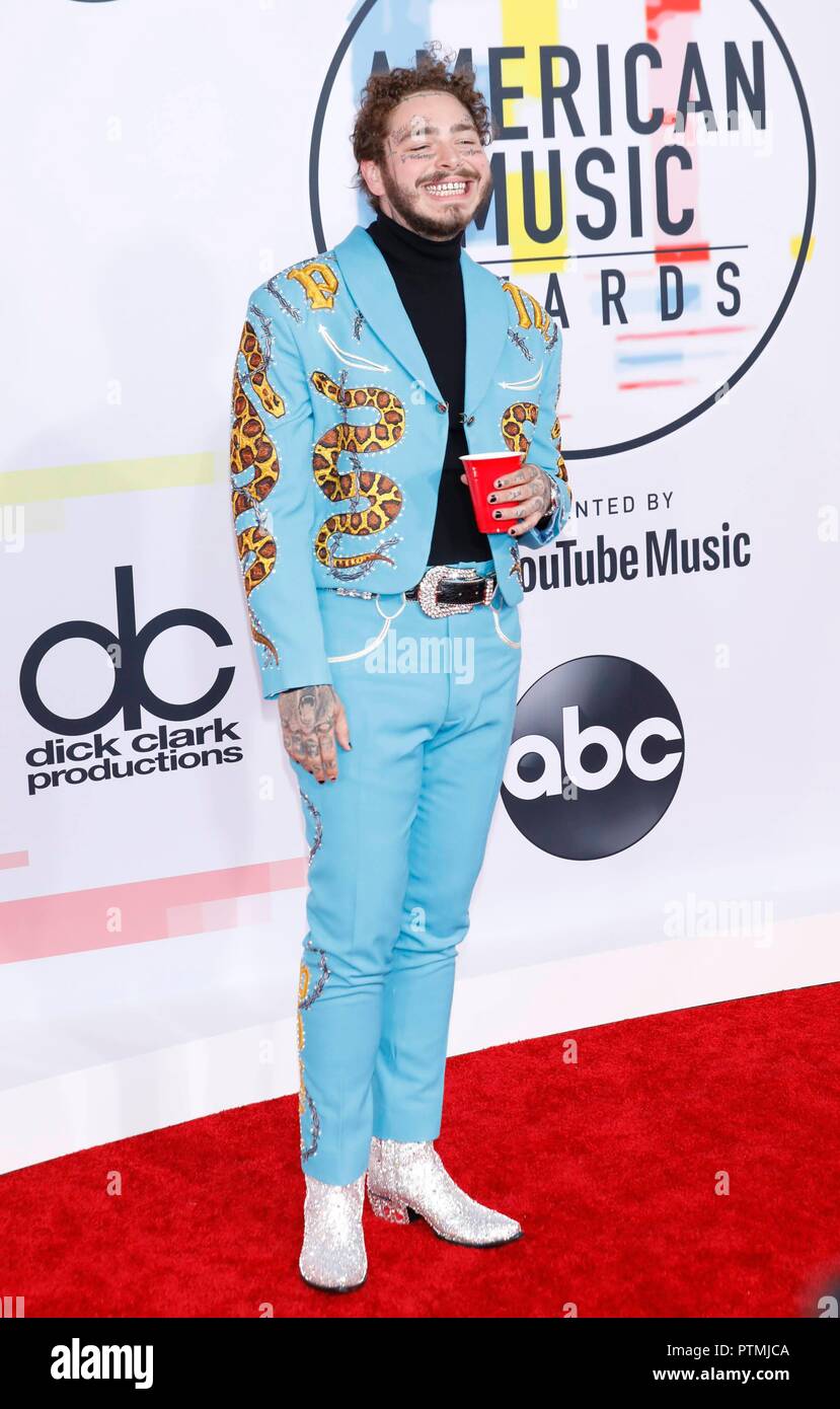 Los Angeles, USA. 9th Oct 2018. Post Malone attends the 2018 American ...