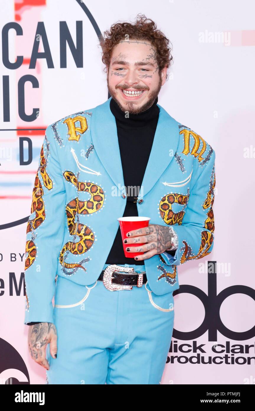 Los Angeles, USA. 9th Oct 2018. Post Malone attends the 2018 American ...