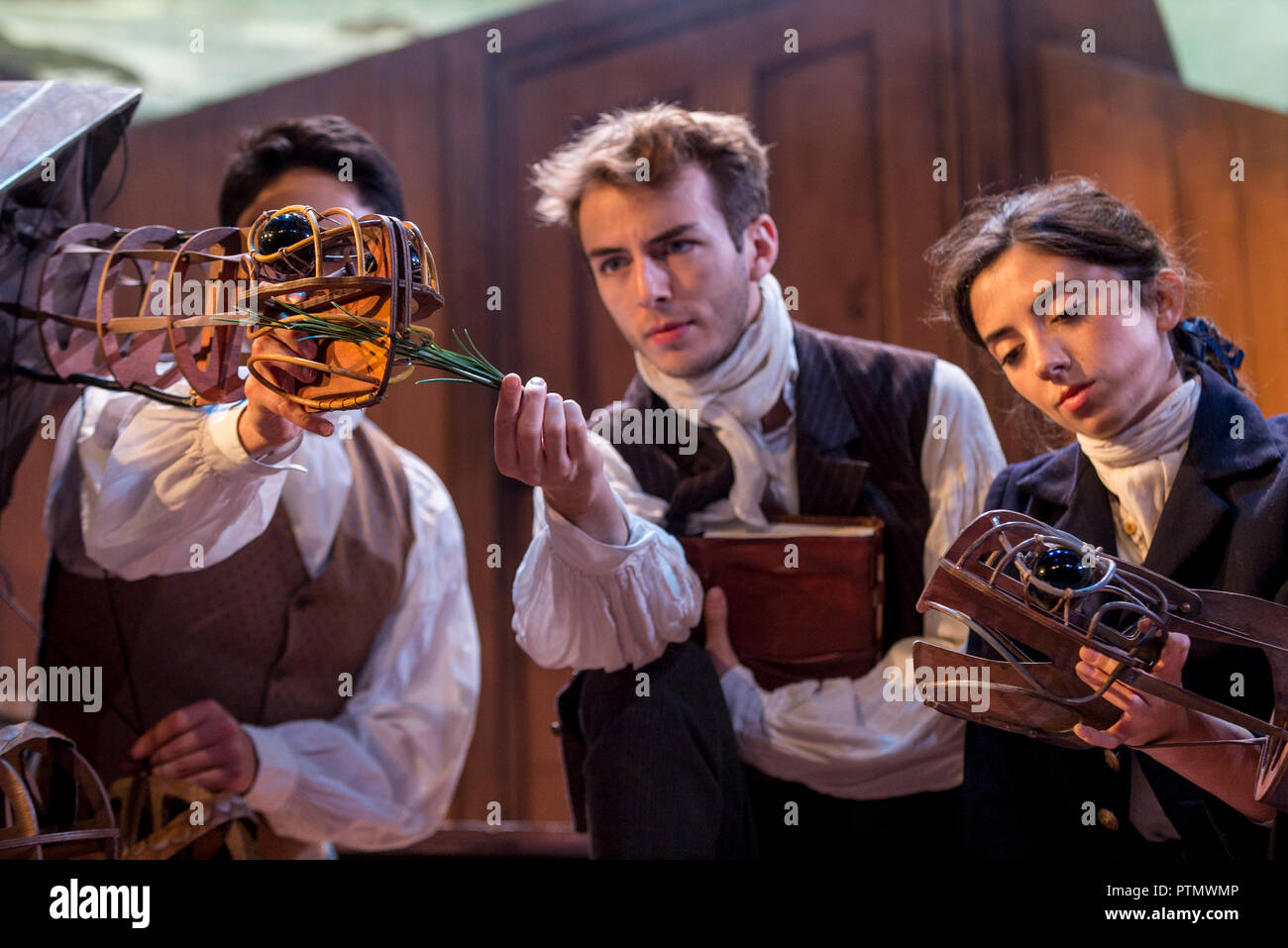 London, UK. 10 October 2018. Actors perform during a preview, ahead of ...