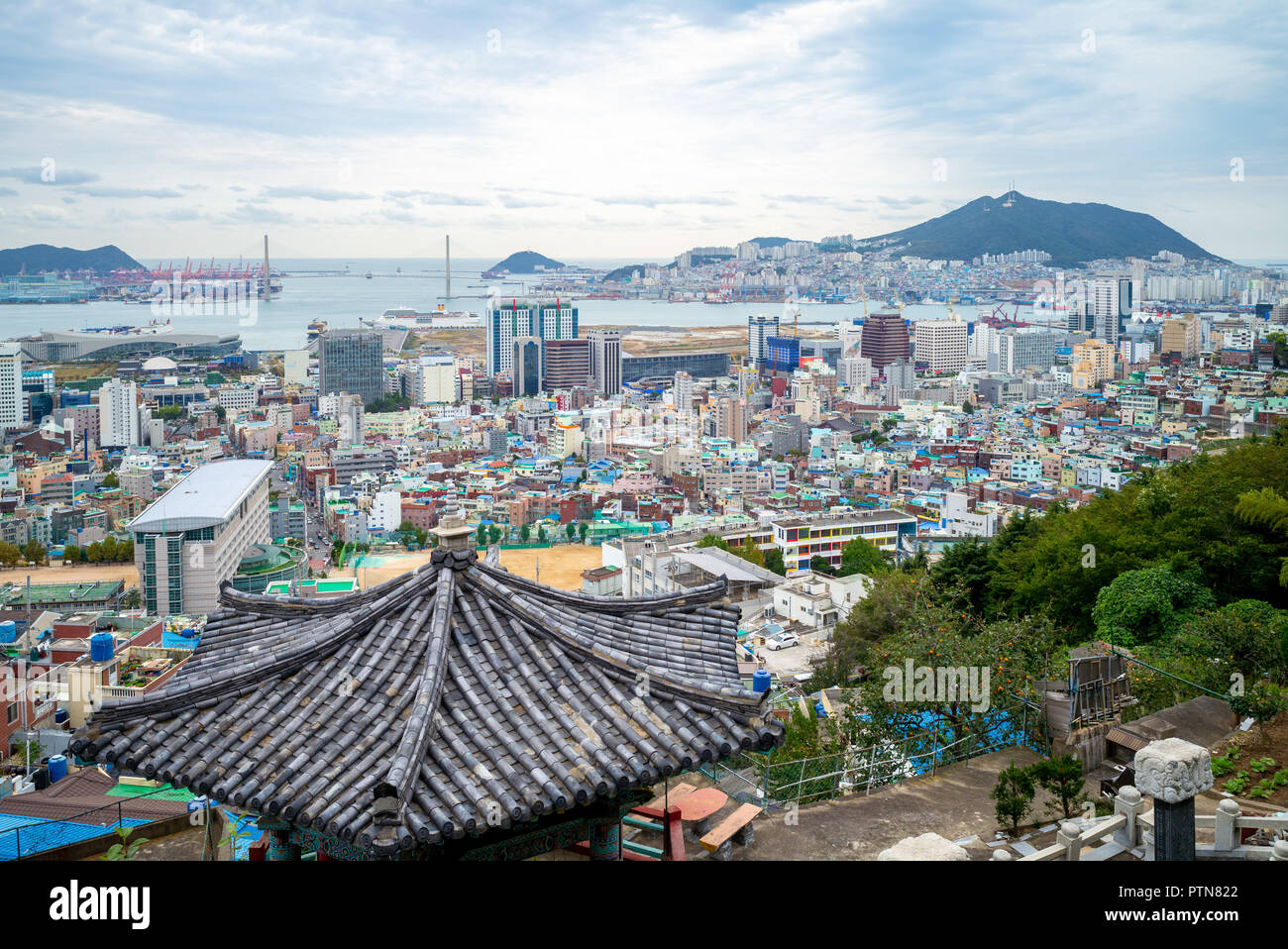 aerial view of busan city and harbor, korea Stock Photo - Alamy