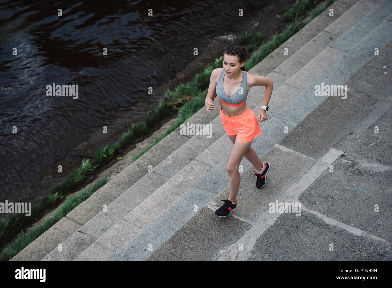 Overhead view of woman running hi-res stock photography and images - Alamy