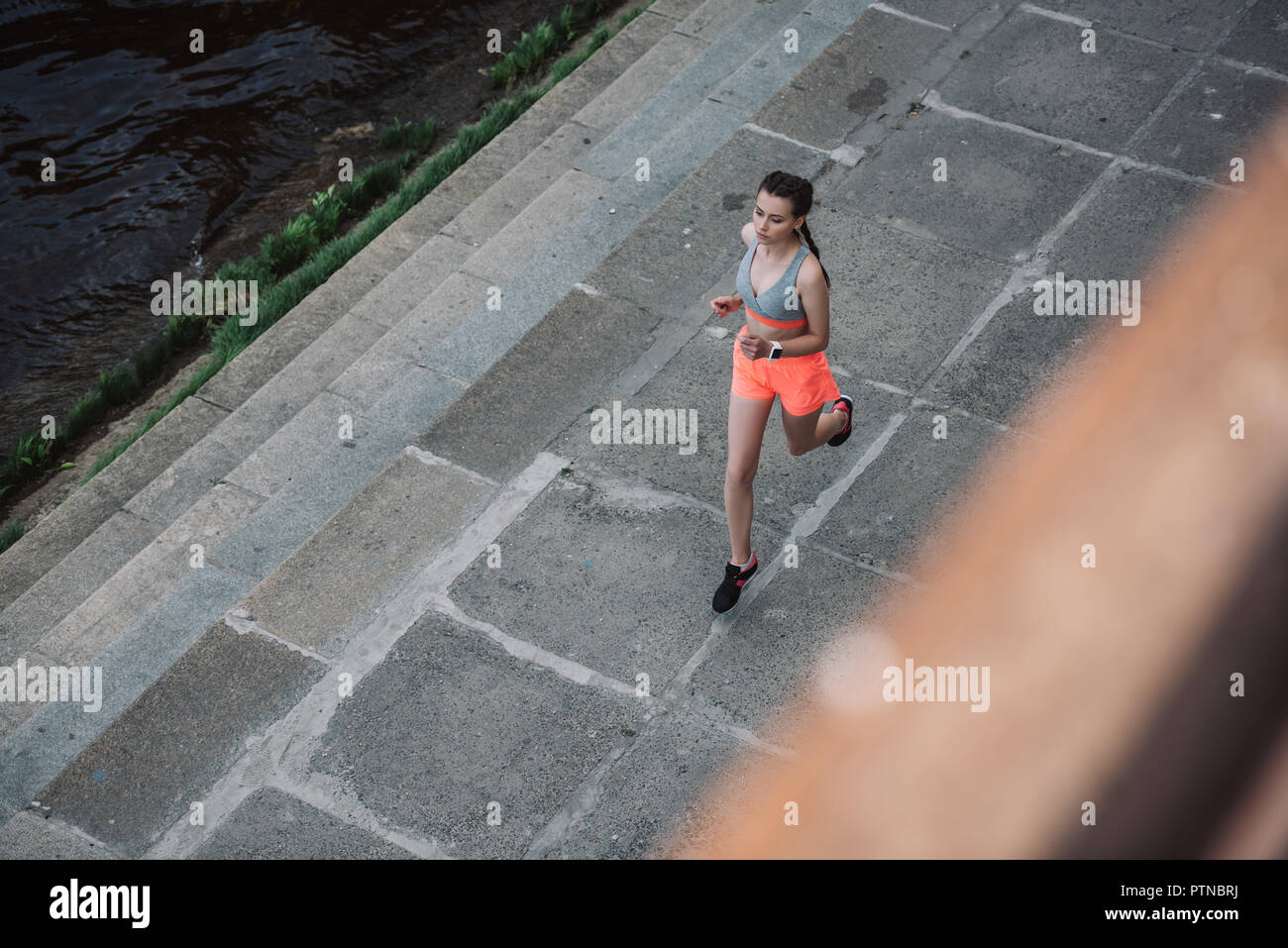 Overhead view of woman running hi-res stock photography and images - Alamy