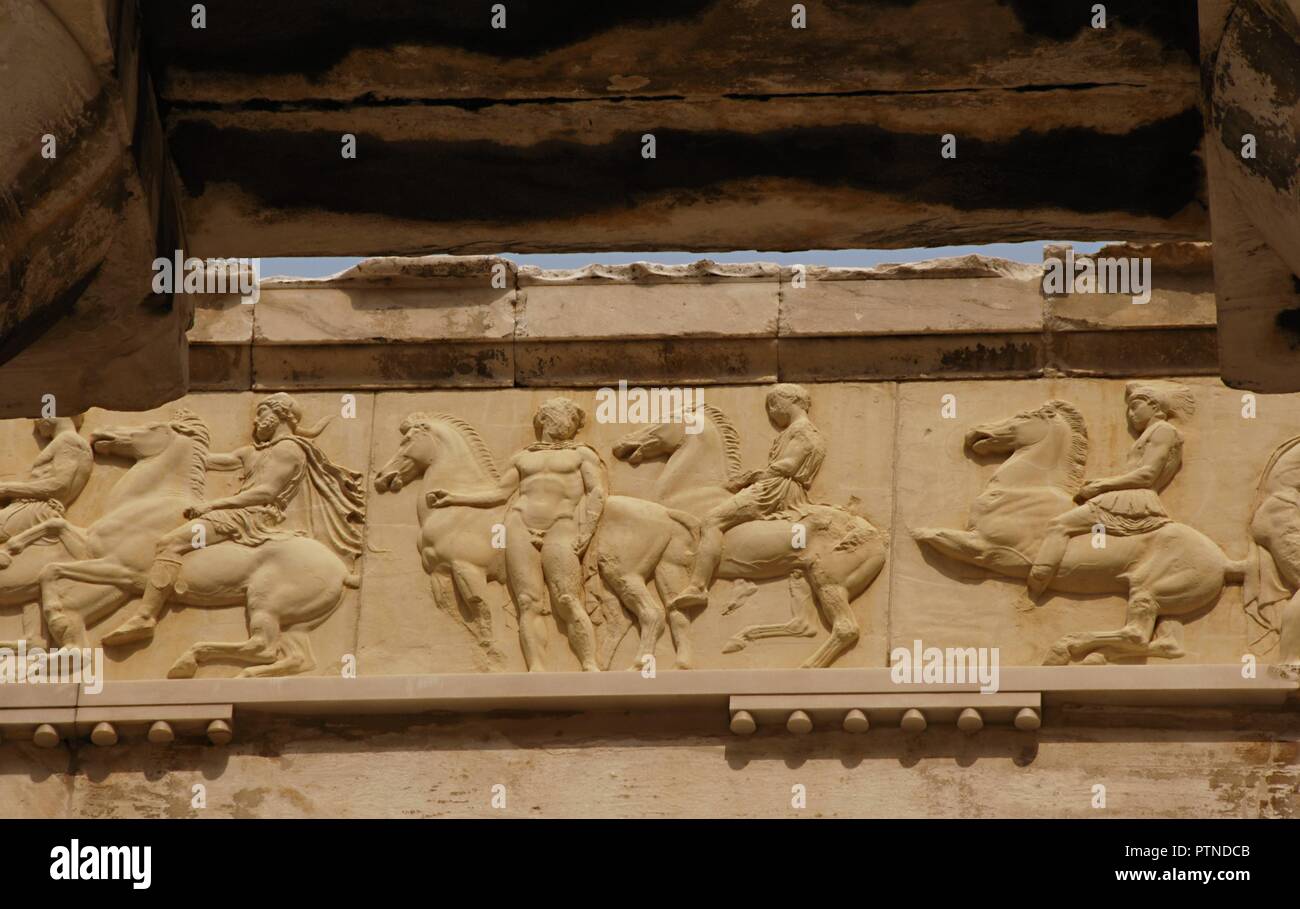 Greece. Athens. Acropolis. Parthenon. Classical temple dedicated to ...