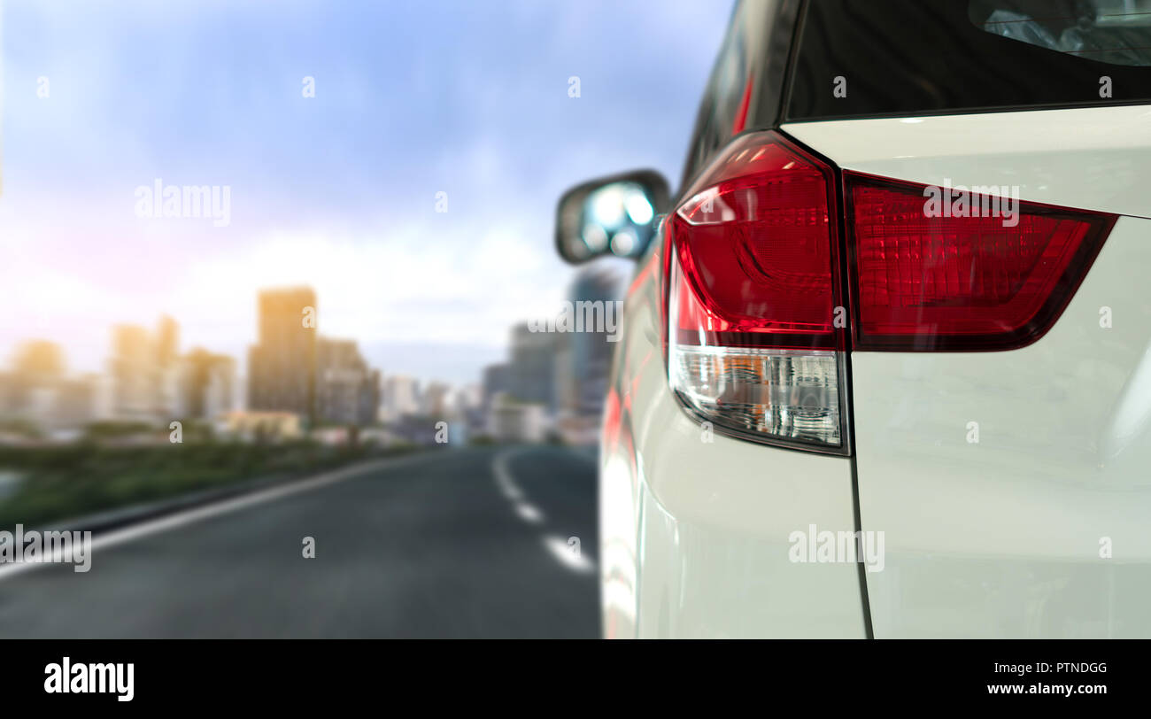 New cars car moving on road Stock Photo - Alamy
