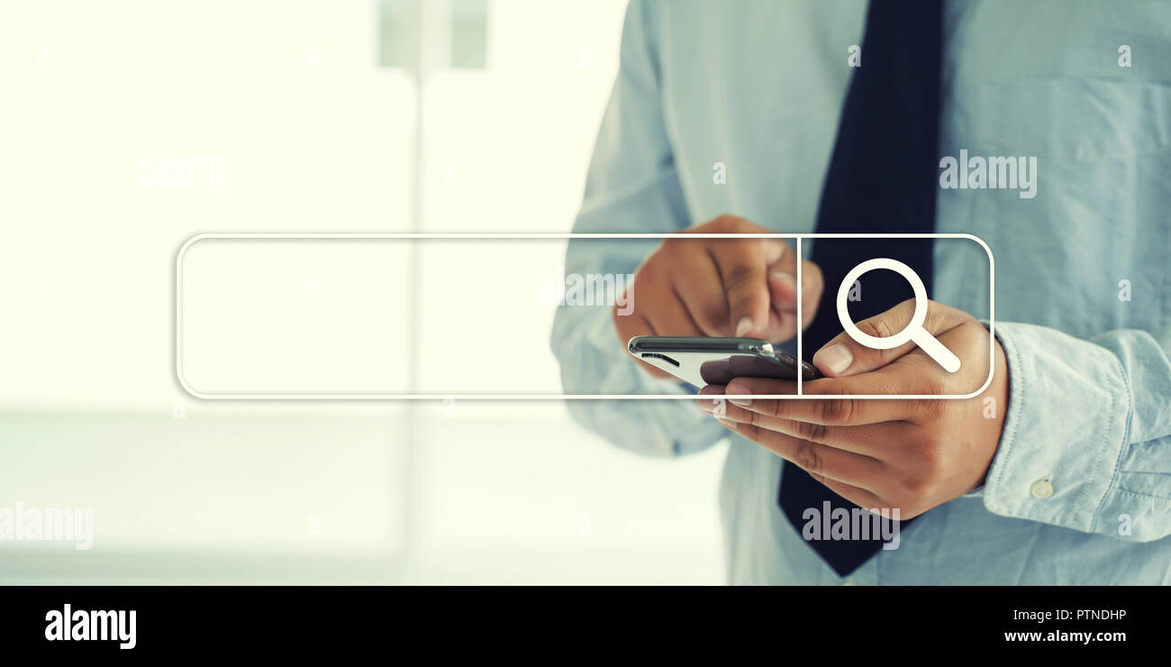 Businessman using Searching Browsing Internet internet of things (IoT ...