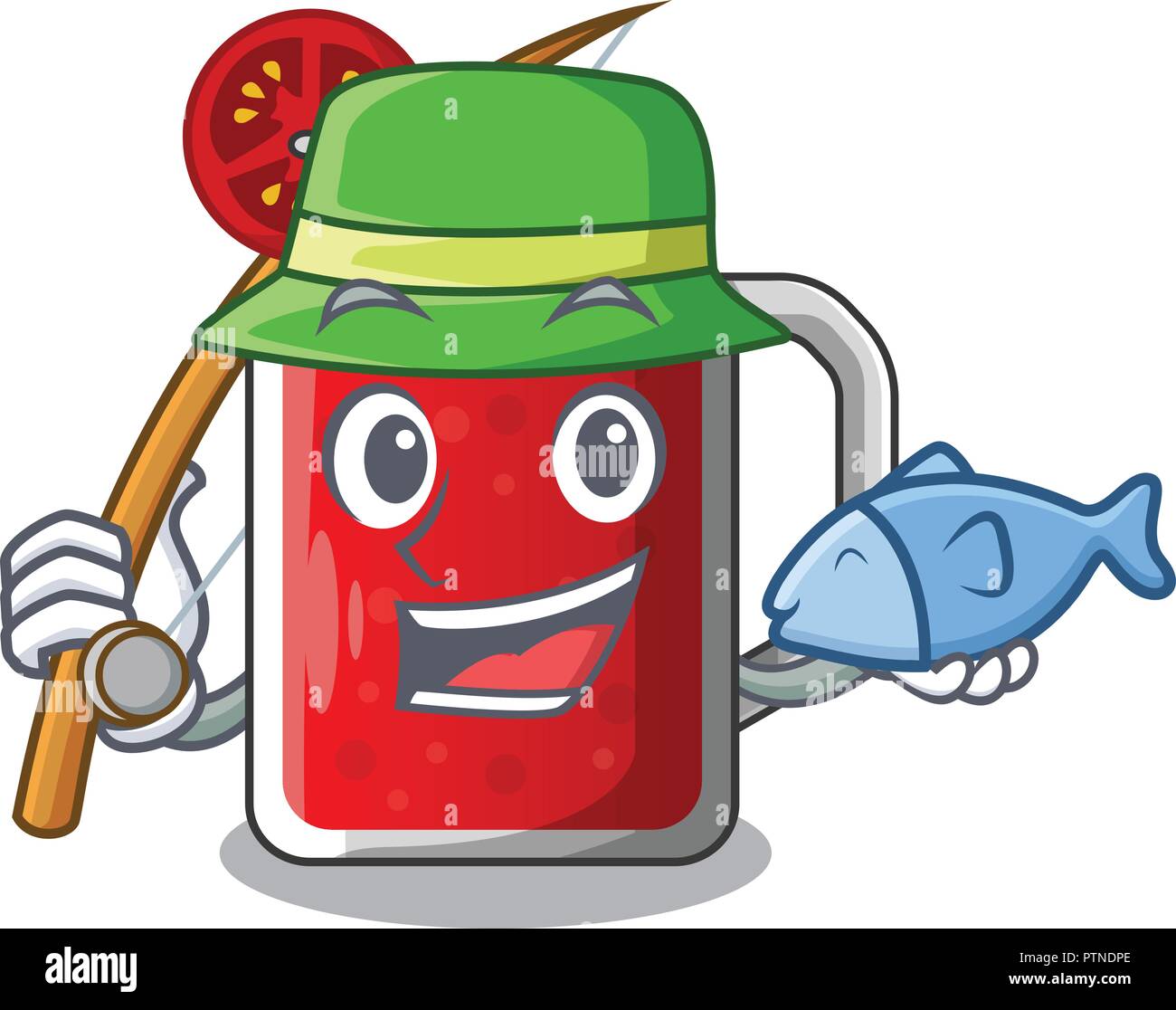 Fishing tasty tomato juice on cartoon table vector illustration Stock ...
