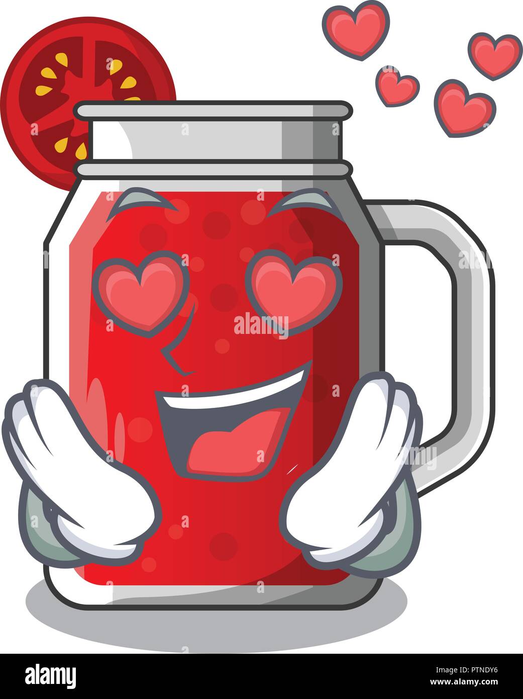In love tasty tomato juice on cartoon table vector illustration Stock ...