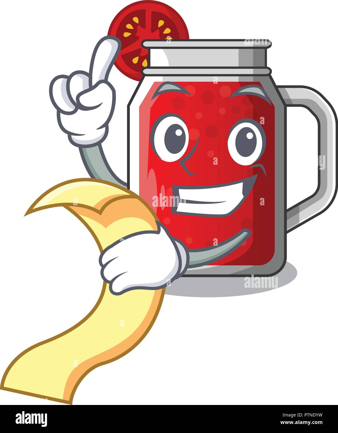 With menu tasty tomato juice on cartoon table vector illustration Stock ...