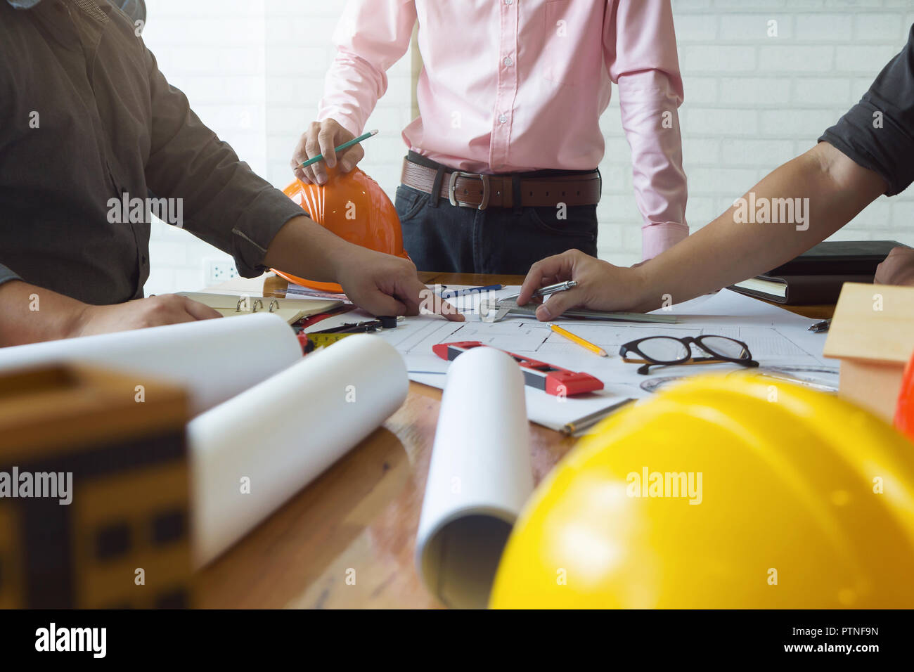 Engineer and Architect concept, Engineer Architects and real estate ...