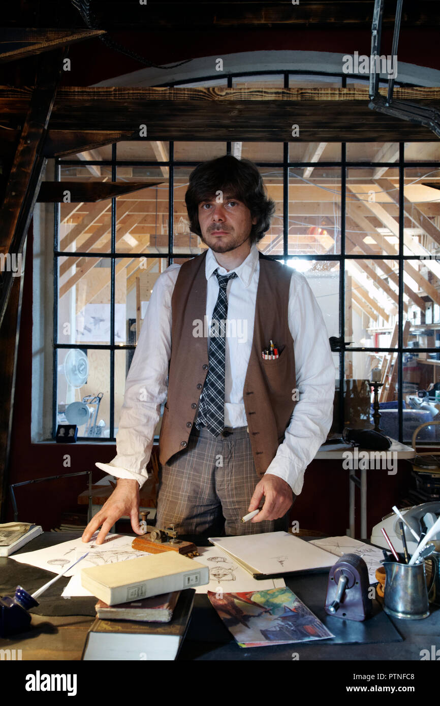 Duilio Forte portrait in his studio in Milano Stock Photo - Alamy