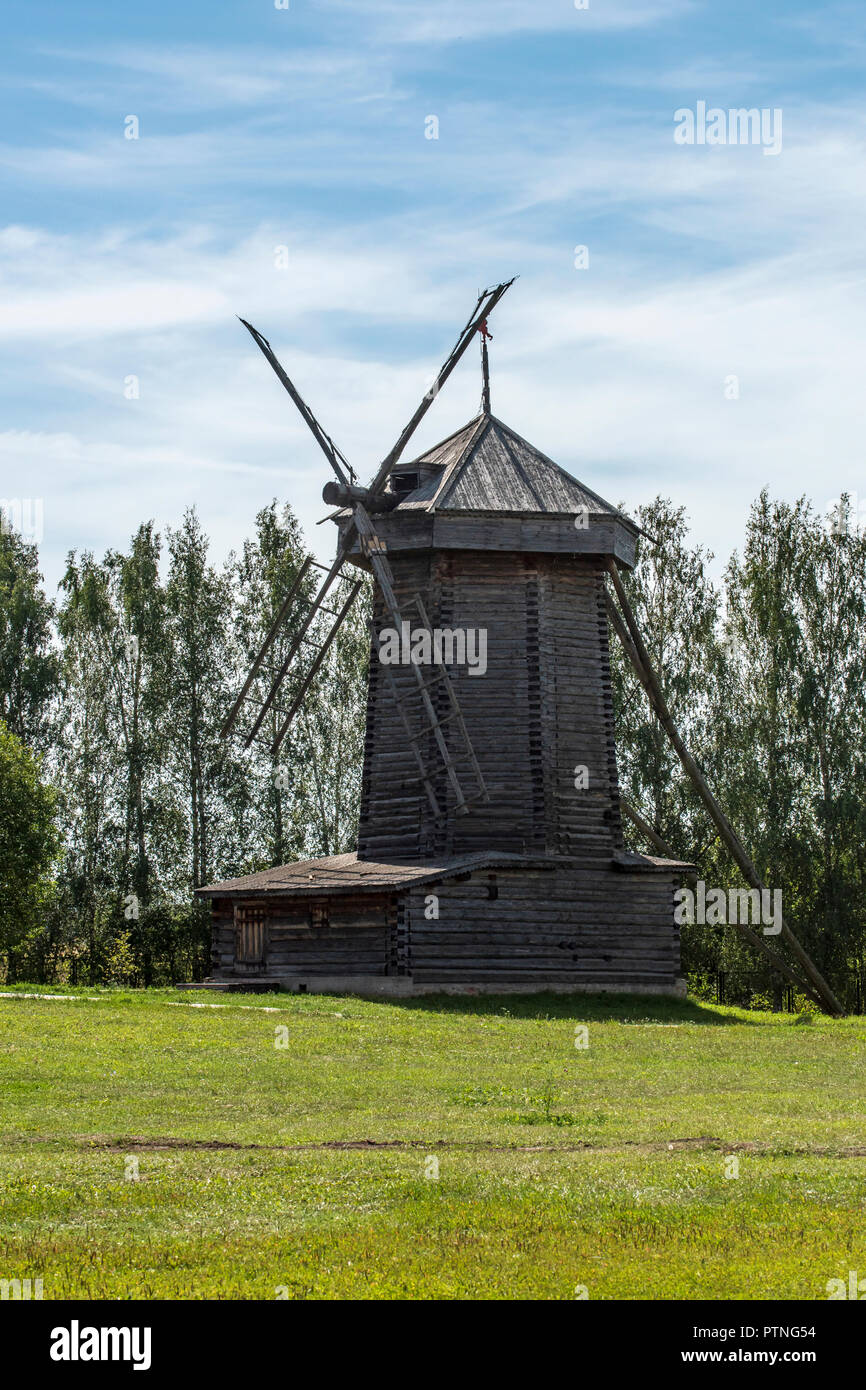 old wooden windmill built in the early 19th century Stock Photo - Alamy