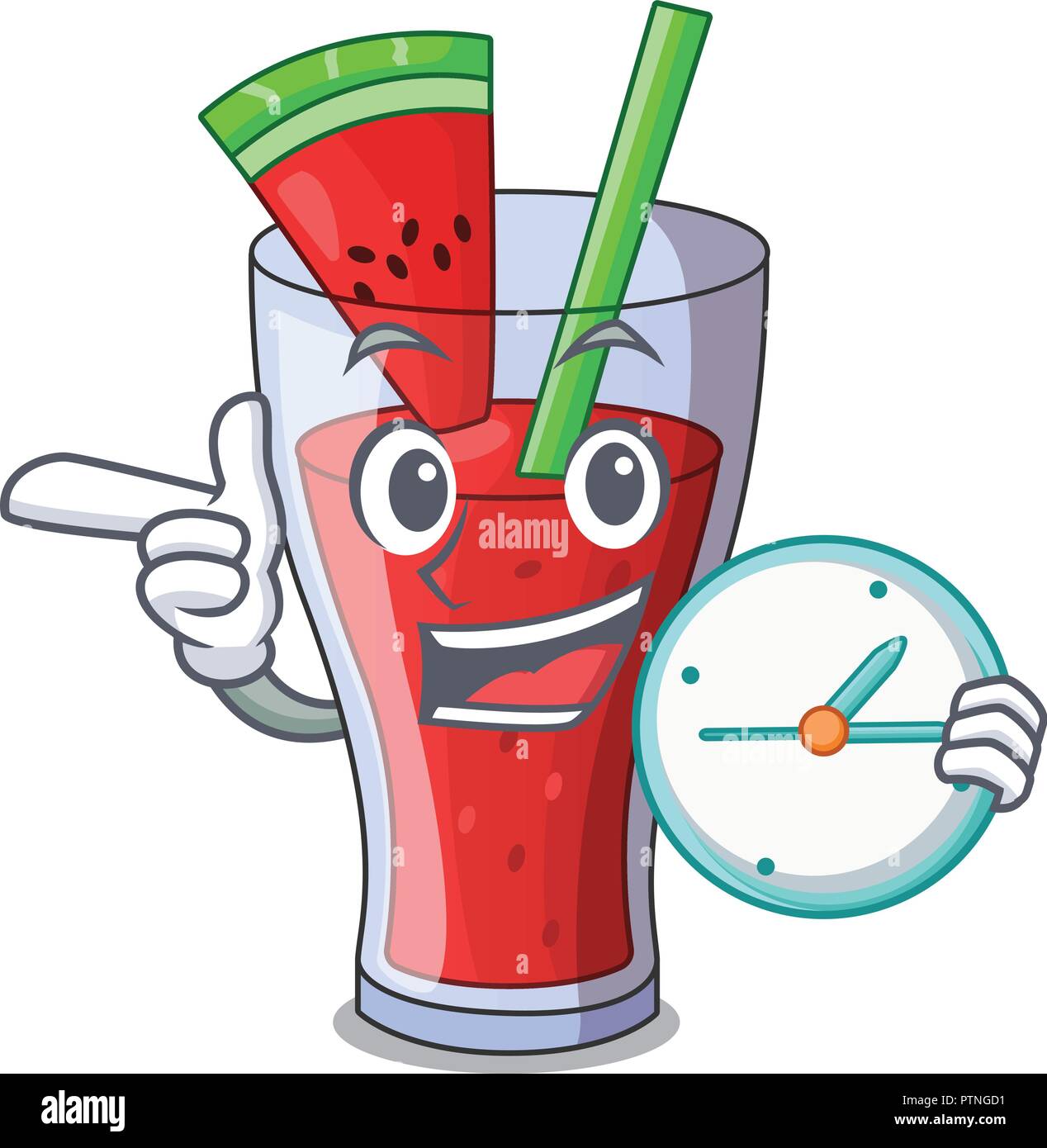 With clock healthy watermelon juice on table cartoon Stock Vector Image ...