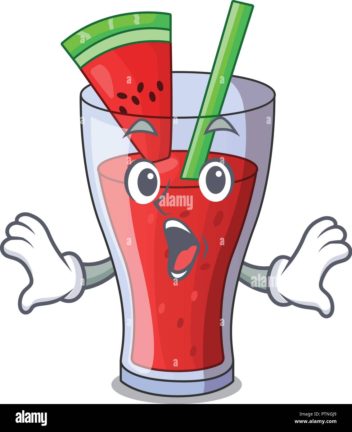 Surprised watermelon juice with watermelon fruit cartoon Stock Vector ...