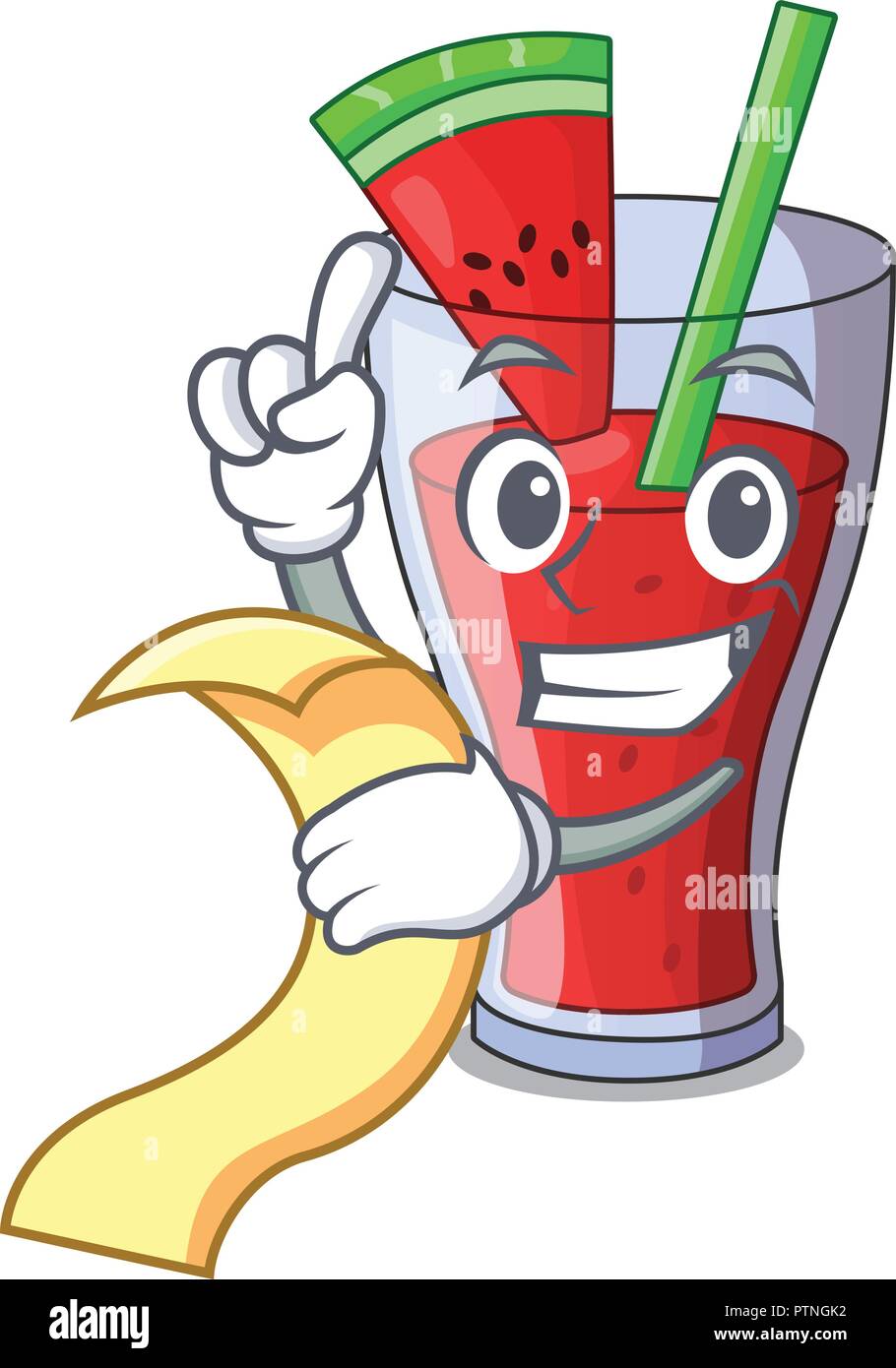 With menu watermelon juice with watermelon fruit cartoon Stock Vector ...