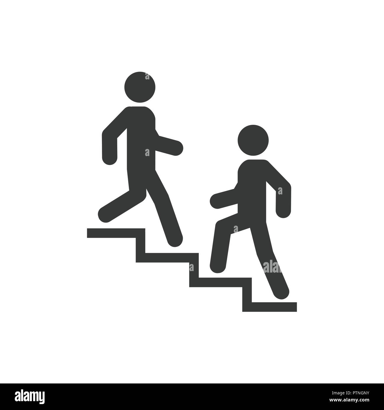 Upstairs-downstairs icon sign. Stand and walk man in the stairs. Career ...