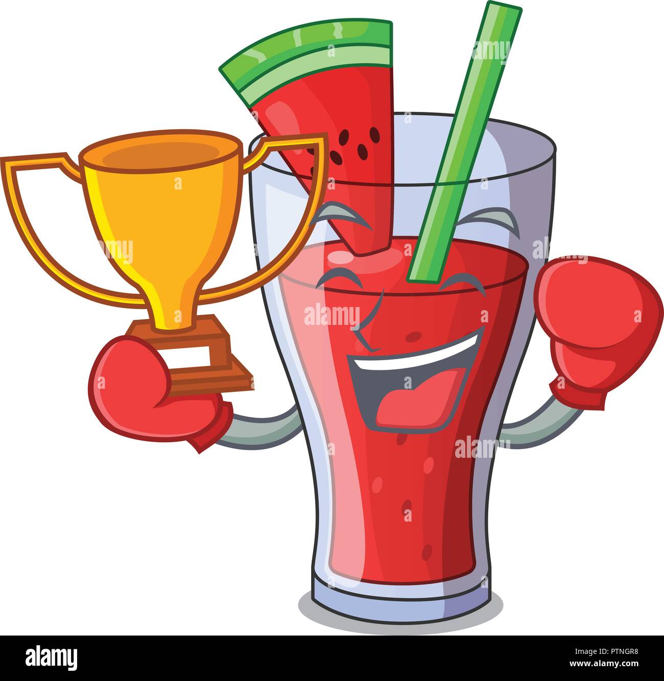 Boxing winner fresh watermelon juice isolated on mascot Stock Vector ...