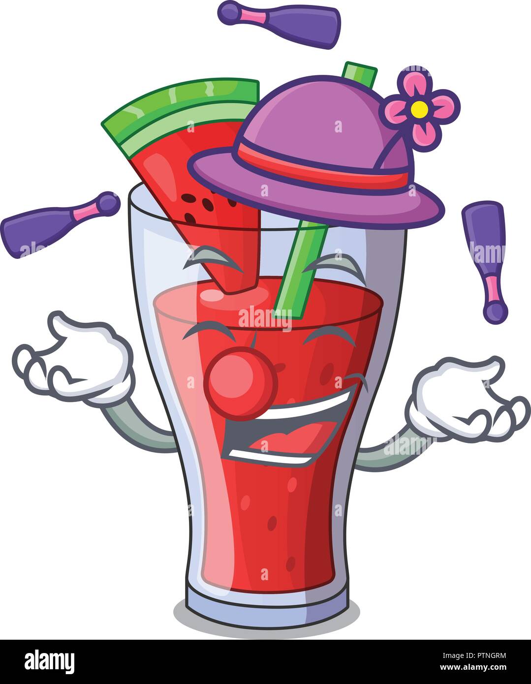 Juggling fresh watermelon juice isolated on mascot Stock Vector Image ...