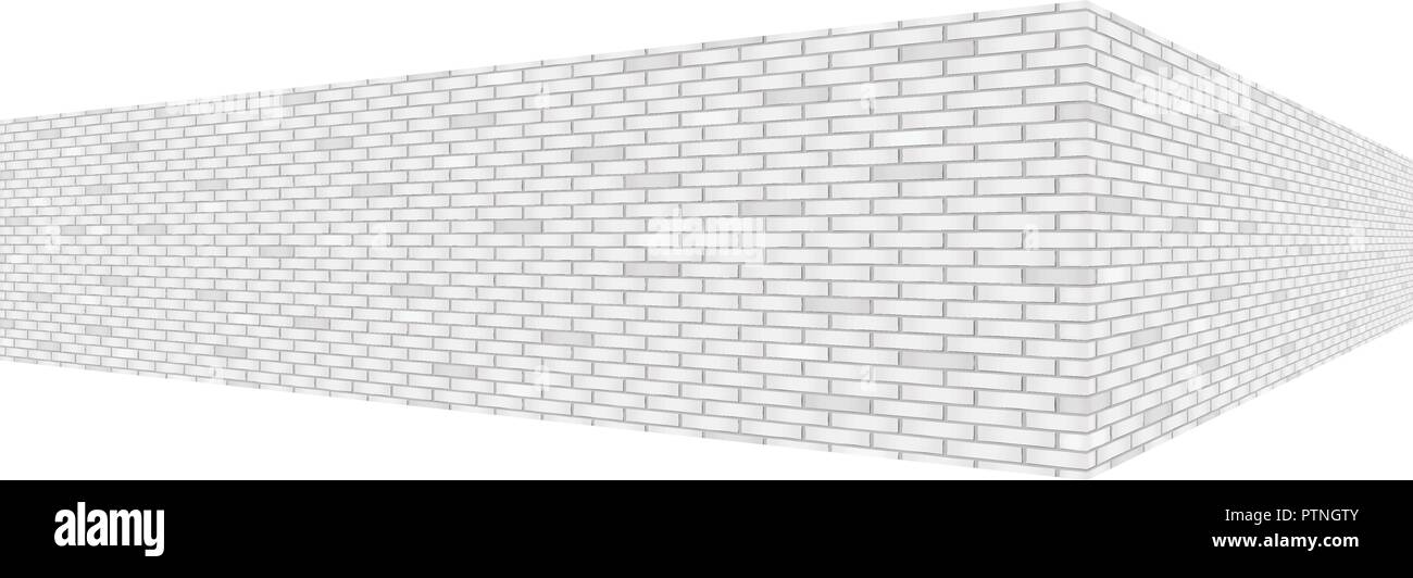 Diagonal white brick wall texture with a perspective is isolated on ...