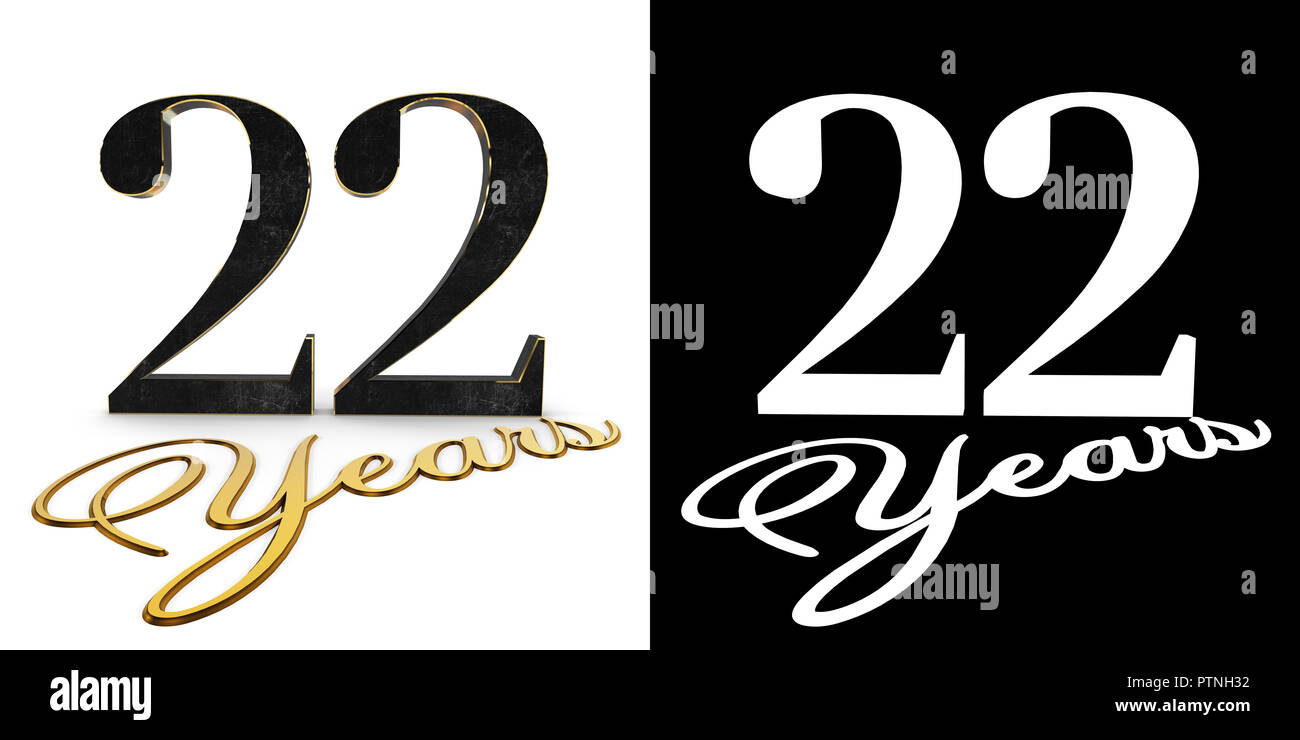 Golden number twenty two (number 22) and the inscription years with ...