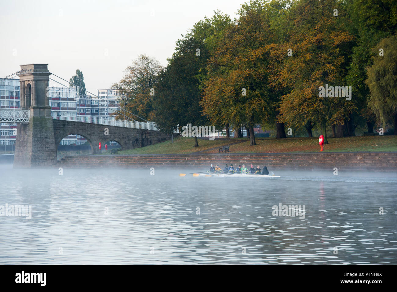 Misty autumn morning reflections at Victoria Embankment in Nottingham ...