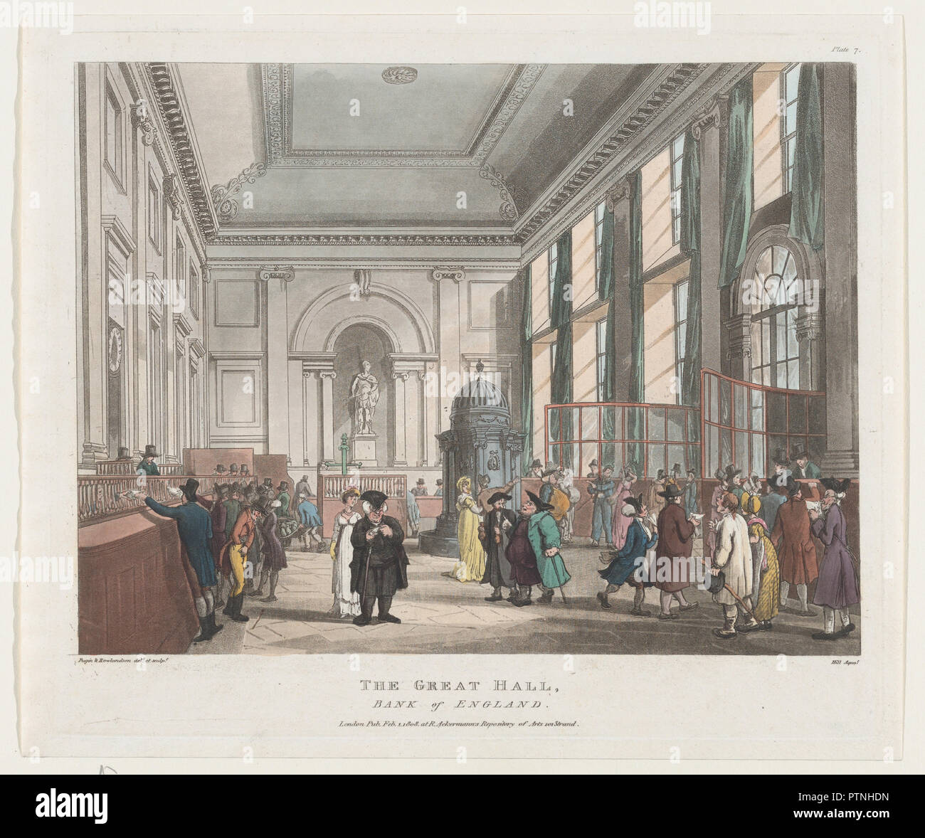 The Great Hall, Bank of England (Microcosm of London, plate 7). Artist ...