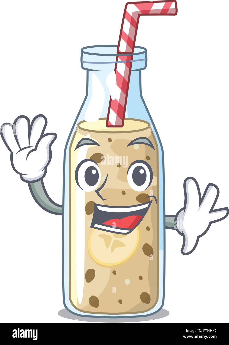 Waving homemade tasty banana smoothie on cartoon Stock Vector Image ...