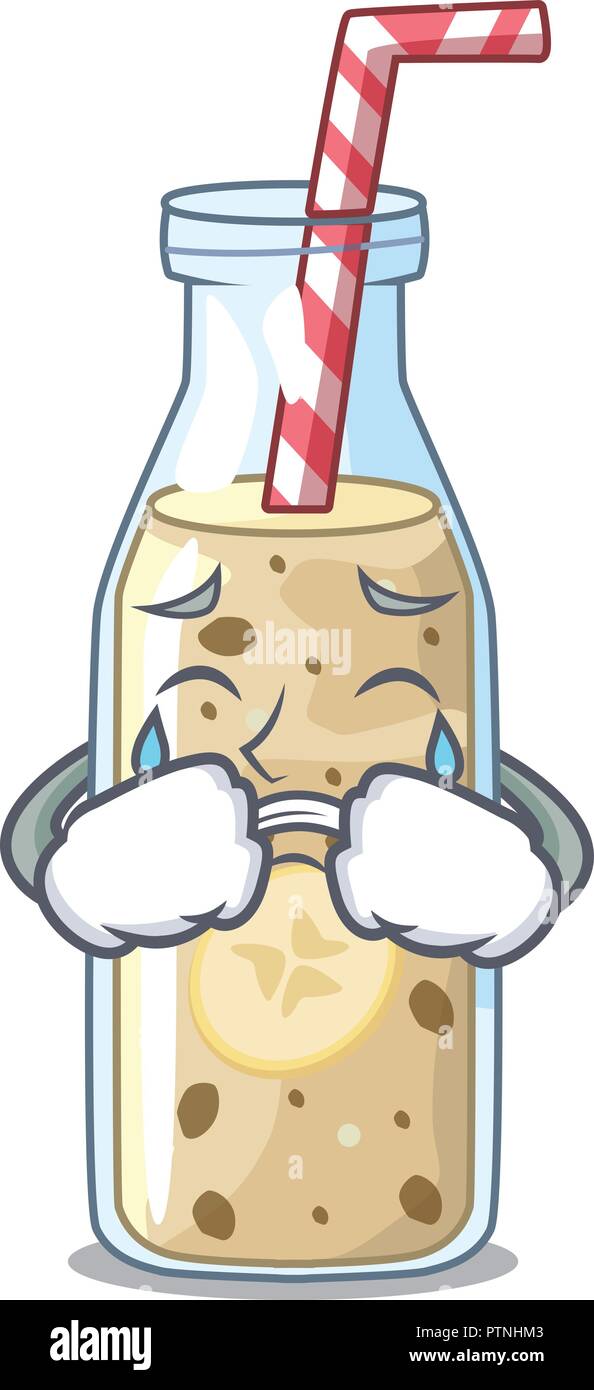 Crying healthy banana smoothie in cartoon glass Stock Vector Image ...