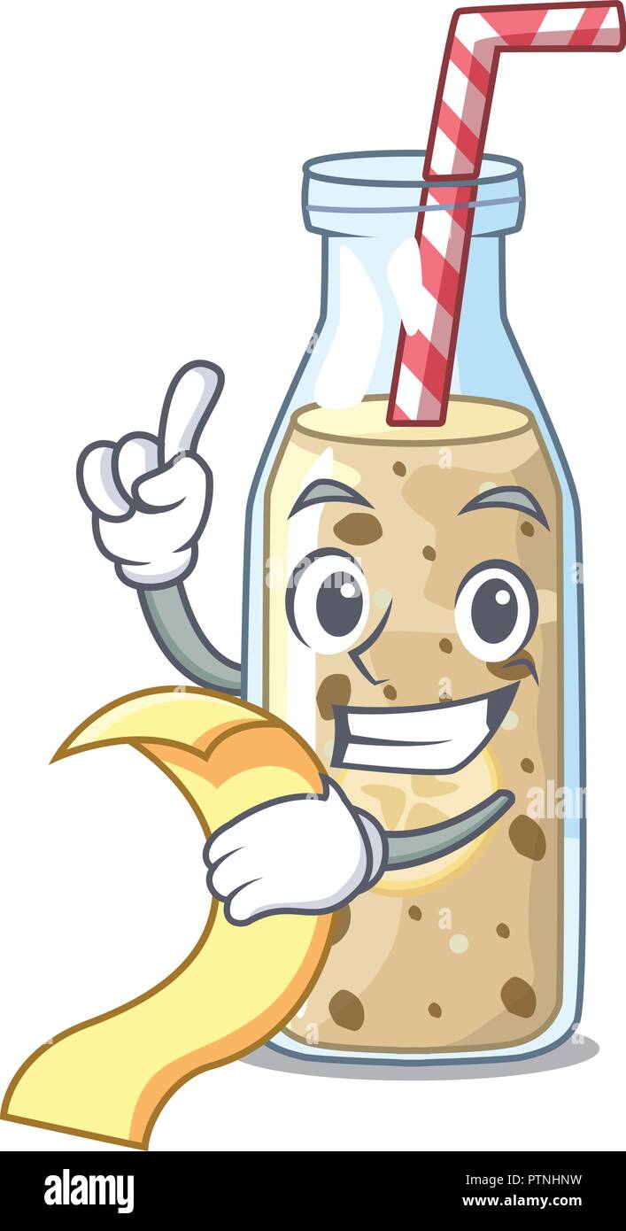 With menu healthy banana smoothie in cartoon glass Stock Vector Image ...
