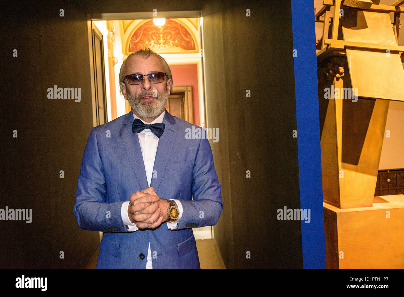 Sculptor and Painter Petr Pisarik at the opening his exhibition Space ...