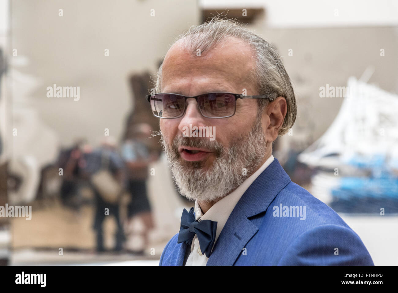 Sculptor and Painter Petr Pisarik at the opening his exhibition Space ...