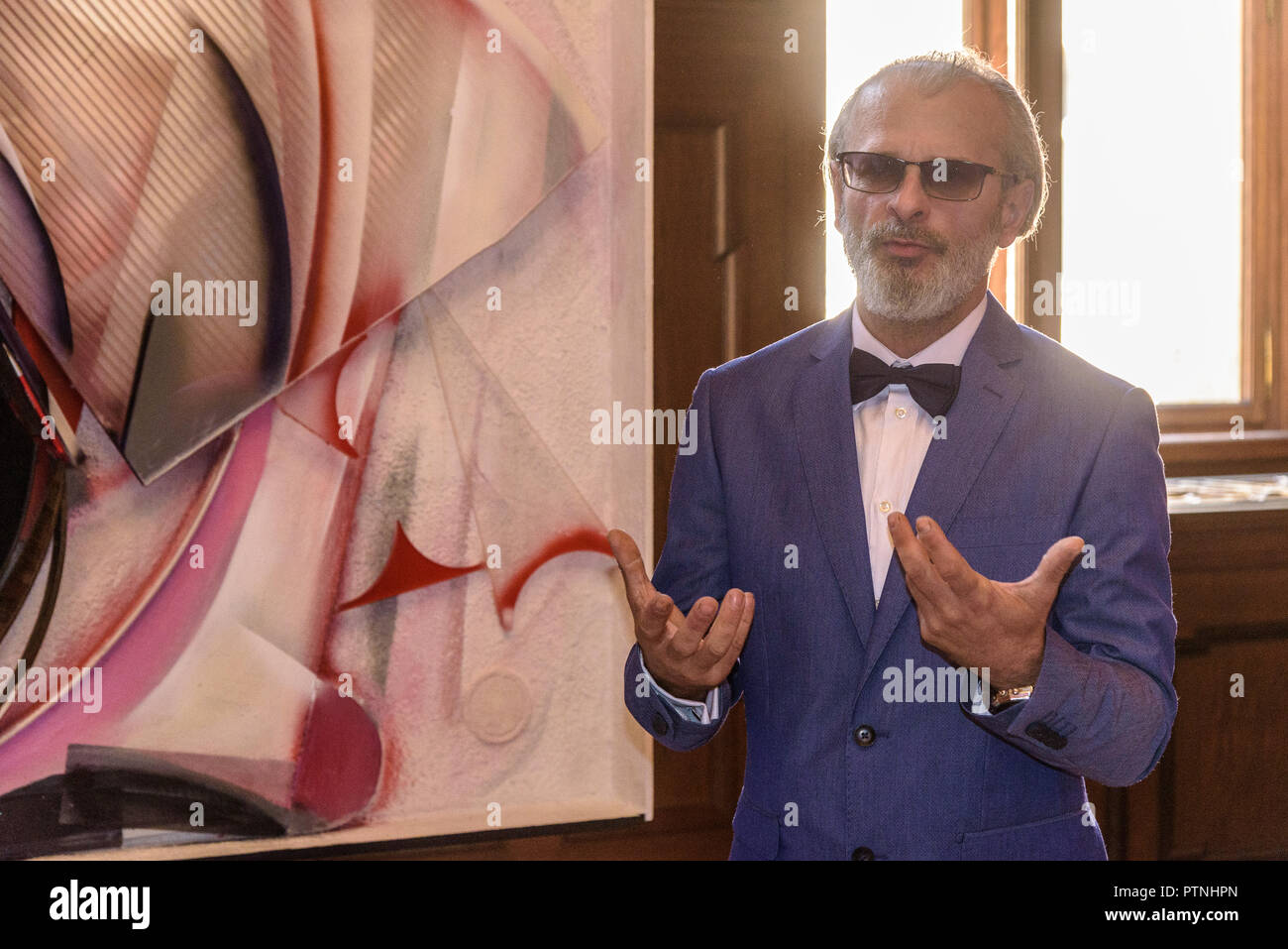 Sculptor and Painter Petr Pisarik at the opening his exhibition Space ...