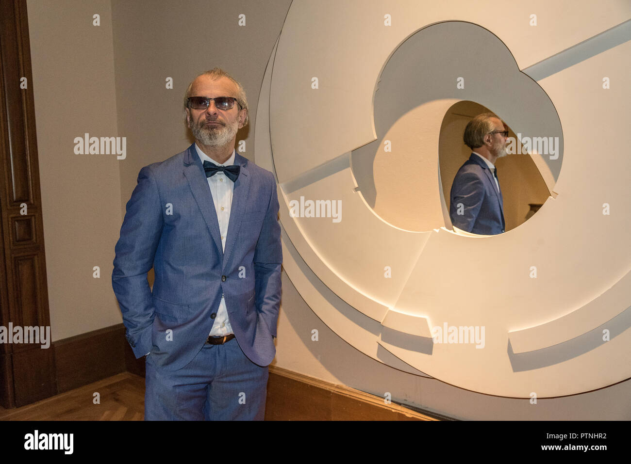 Sculptor and Painter Petr Pisarik at the opening his exhibition Space ...