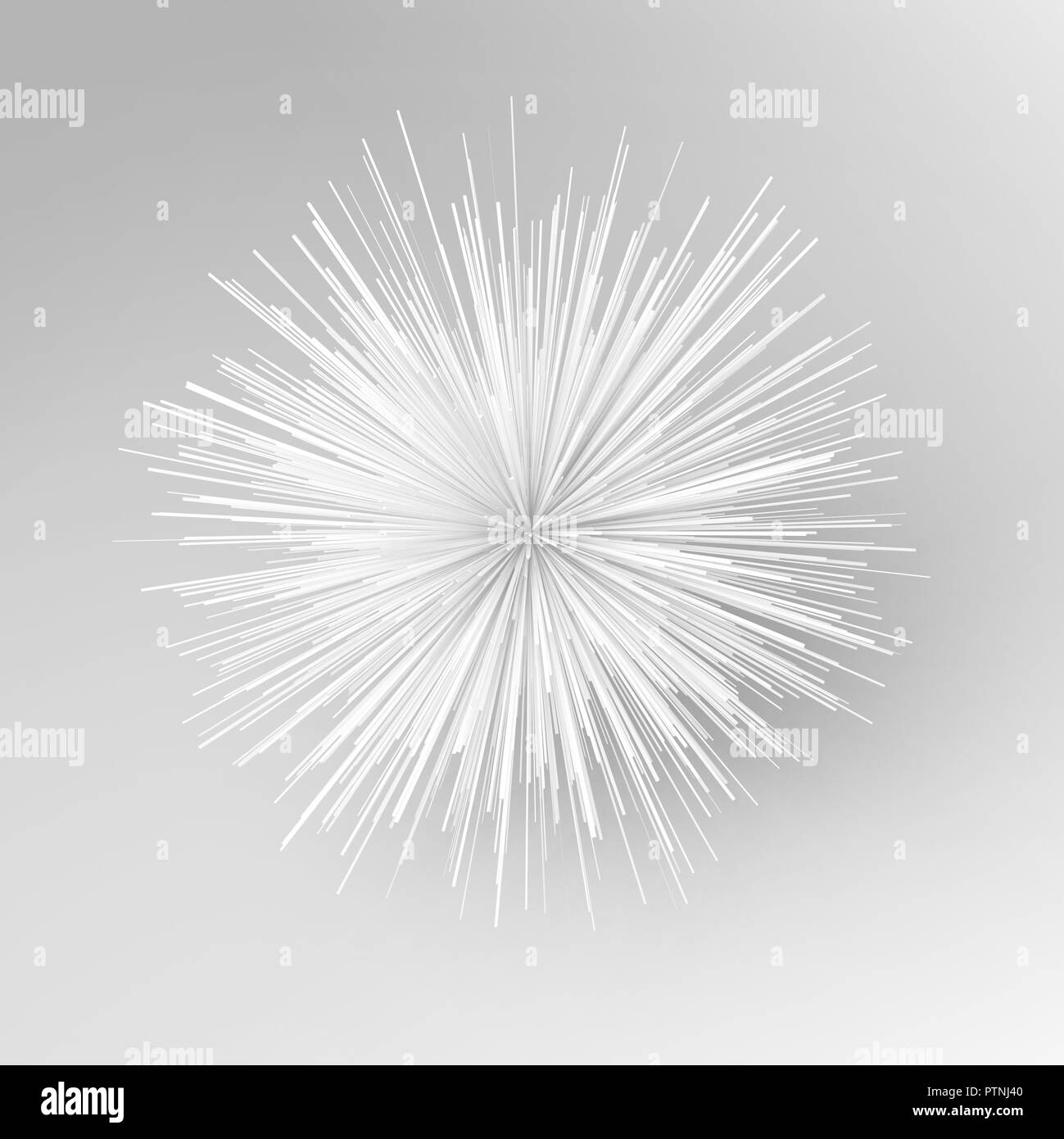Abstract white radial explosion object. Square 3d illustration Stock ...