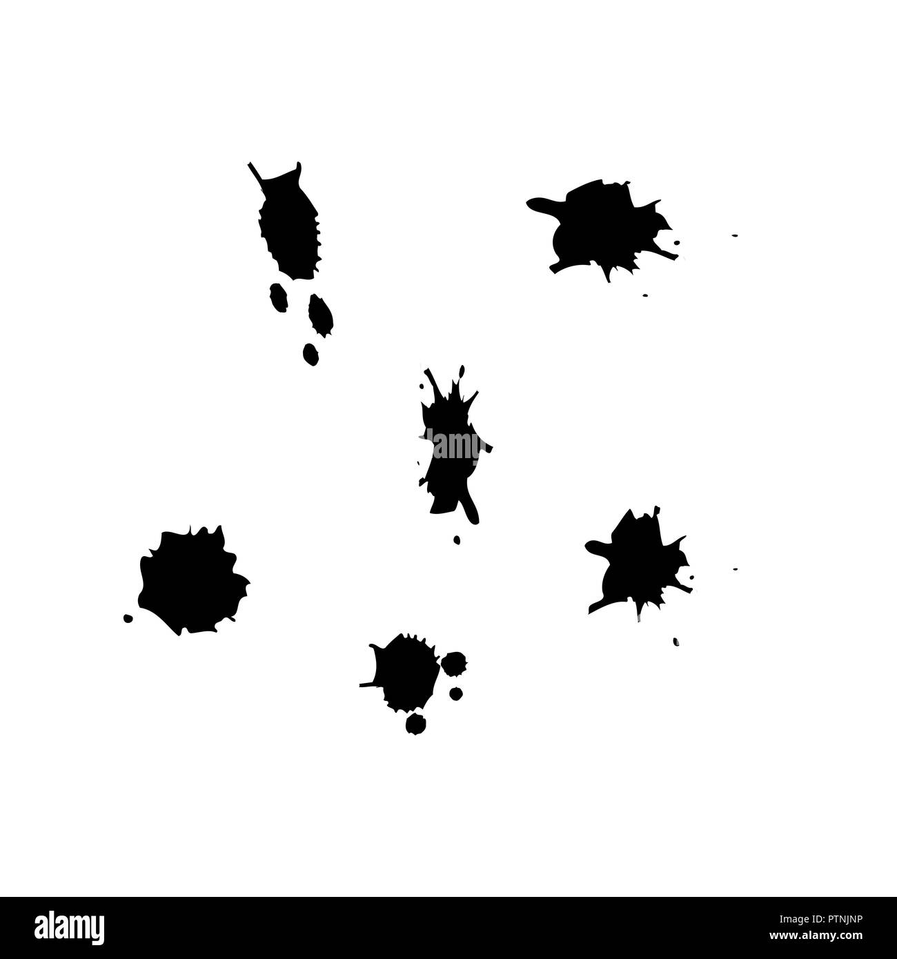 Black ink spot set, paint blot. Watercolor splatter. Semitransparent ...